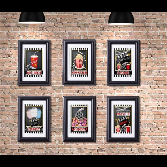 Art | Movie Concession Party Poster Popcorn Candy Wall Art Set Of 6 ...